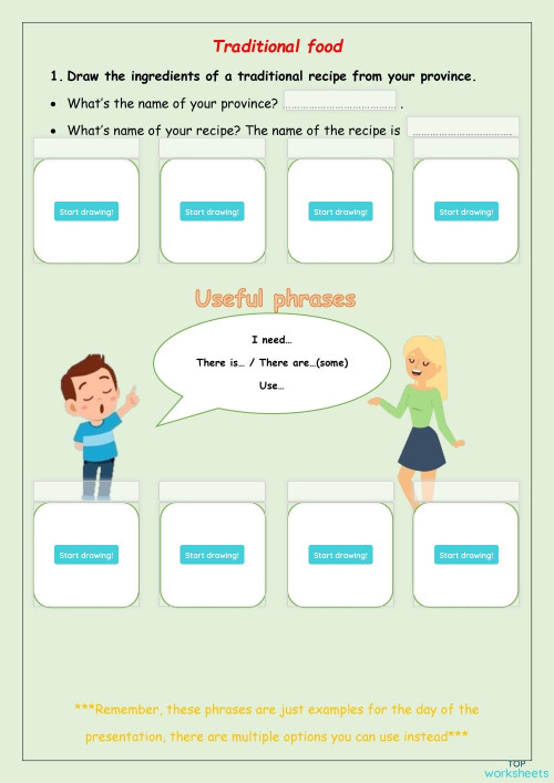 Traditional Recipe. Interactive worksheet | TopWorksheets