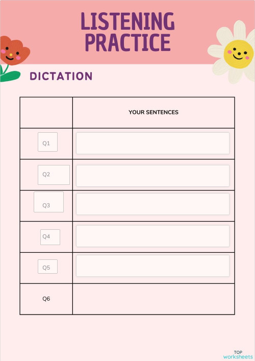 LISTENING DICTATION. Interactive worksheet | TopWorksheets