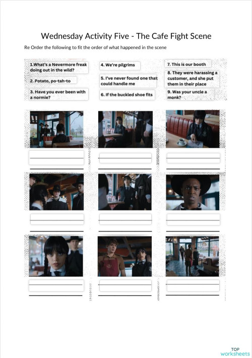 Wednesday Activity Five. Interactive worksheet | TopWorksheets