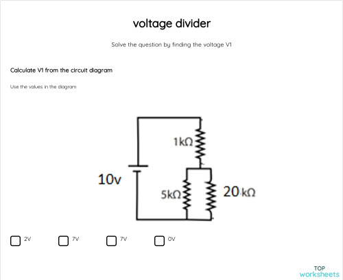 voltage divider. Interactive worksheet | TopWorksheets