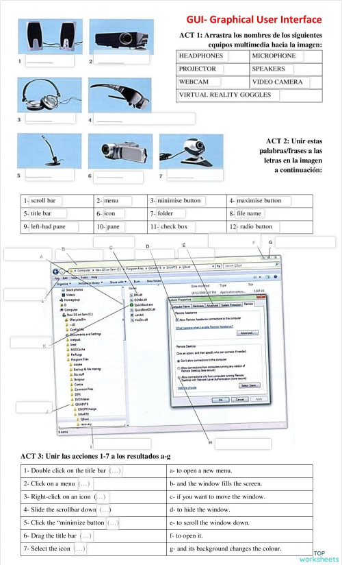 DESKTOP- GUI. Interactive worksheet | TopWorksheets