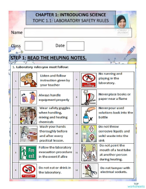 REVISION Topic 1 Lab Safety. Interactive worksheet | TopWorksheets