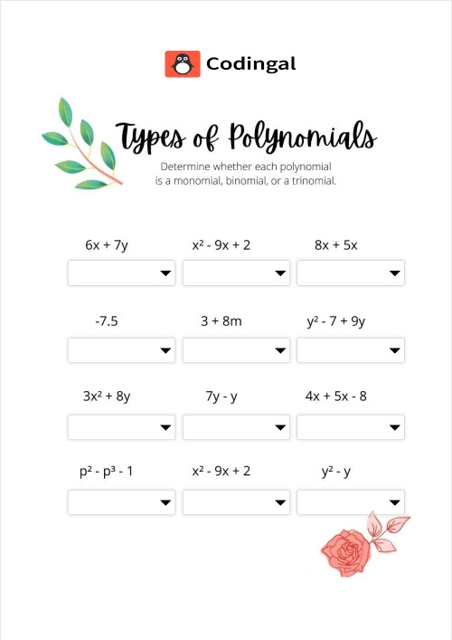M_G07T02_WC04_Polynomials. Interactive worksheet | TopWorksheets