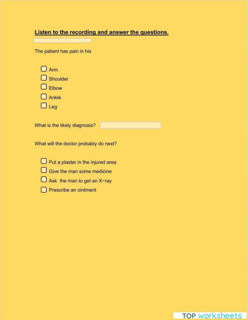 Parts of the body exam v2. Interactive worksheet | TopWorksheets