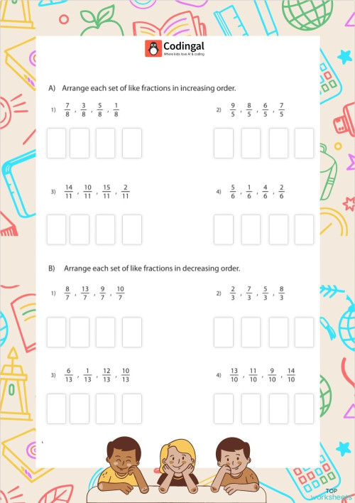 M_G03M19L44_WC01_Order_fractions_by_size_1. Interactive worksheet ...