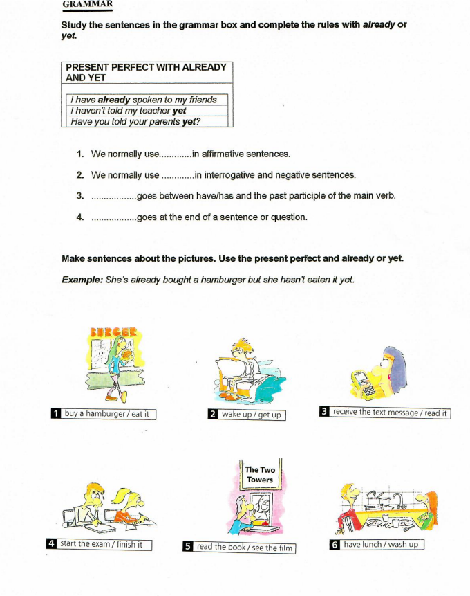 PRESENT PERFECT WITH ALREADY AND YET. Interactive worksheet | TopWorksheets