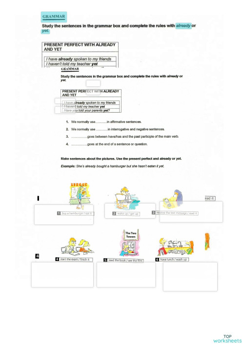 PRESENT PERFECT WITH ALREADY AND YET. Interactive worksheet | TopWorksheets