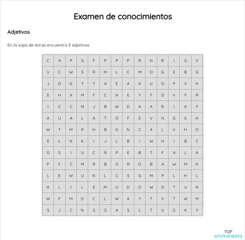 Adjetivos: fichas interactivas y ejercicios online | TopWorksheets