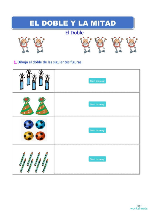 EL DOBLE Y LA MITAD. Ficha interactiva | TopWorksheets
