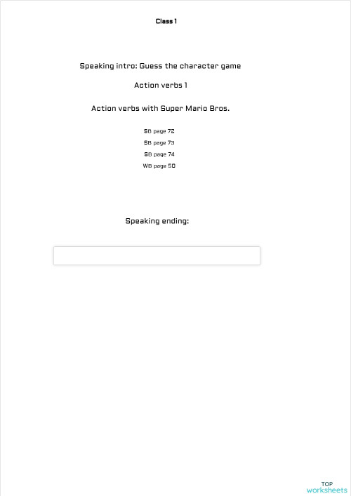 CLASS 1 THINGS I CAN DO. Interactive worksheet | TopWorksheets