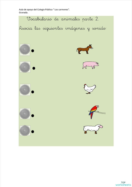 Vocabulario de animales 2. Ficha interactiva | TopWorksheets