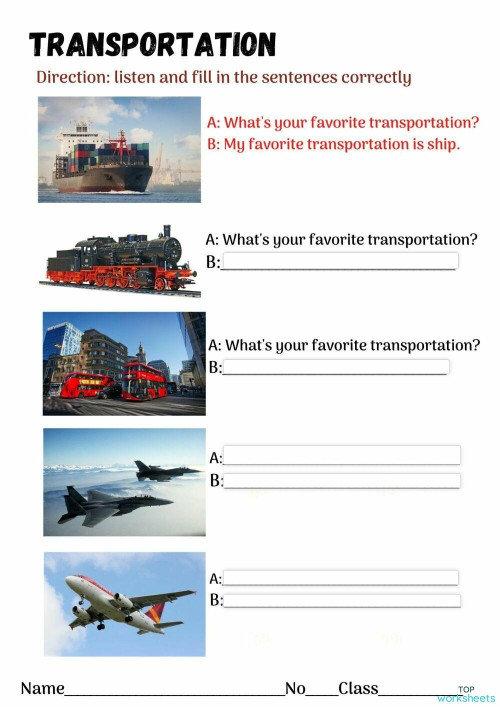 Transportation1. Interactive worksheet | TopWorksheets