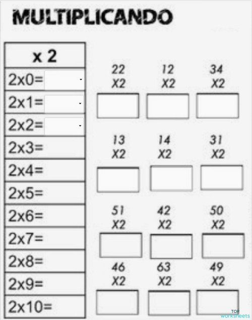 Tabuada do 2. Ficha interativa | TopWorksheets