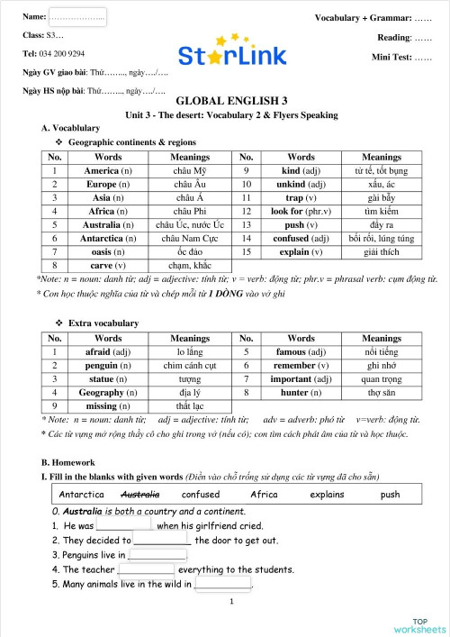 S3 W9 Vocabulary. Interactive worksheet | TopWorksheets