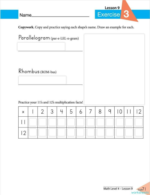 Lesson 9: Exercise 3 Pg 71. Interactive worksheet | TopWorksheets