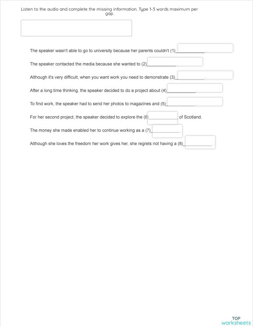 002 5th Listening Part 4. Interactive worksheet | TopWorksheets
