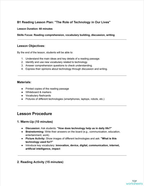 The role of Technology in our lives. Interactive worksheet | TopWorksheets