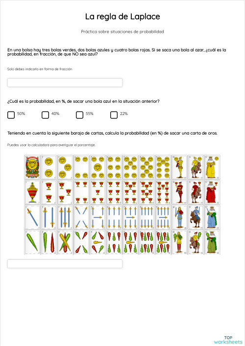 La regla de Laplace. Ficha interactiva | TopWorksheets