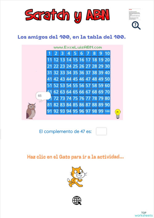 Scratch : Amigos del 100.. Ficha interactiva | TopWorksheets