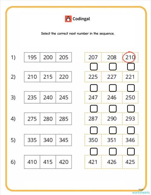 M_G02M02L08_WC01_Skip count by 5.. Interactive worksheet | TopWorksheets