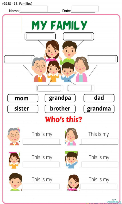 G1SS -15. Families. Interactive worksheet | TopWorksheets