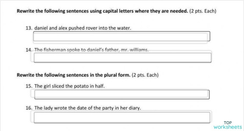 Rewrite capital letters and plural. Interactive worksheet | TopWorksheets