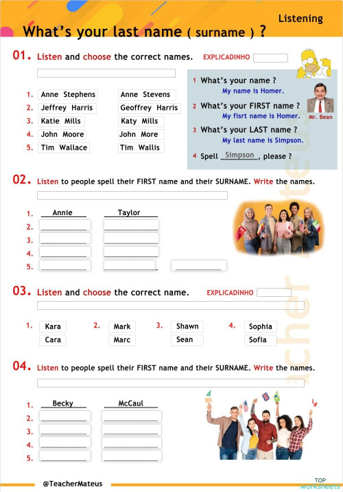 006 - ALPHABET - 07 - To be - What's your last name ? - Listening -TM0006 (Copied). Interactive ...