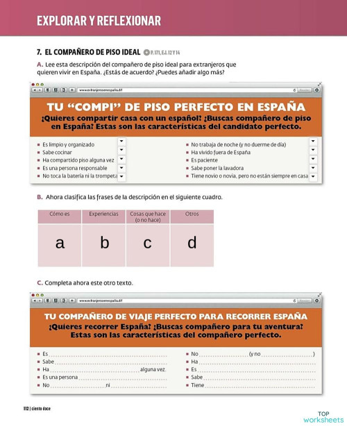 El compañero de piso. Ficha interactiva | TopWorksheets
