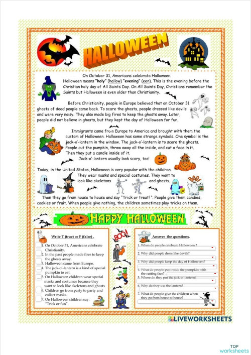 Halloween Reading. Interactive worksheet | TopWorksheets