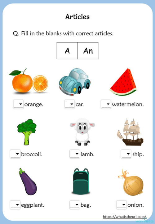articles (a/an). Interactive worksheet | TopWorksheets