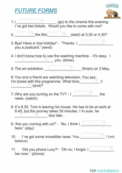 Future forms 1. Interactive worksheet | TopWorksheets