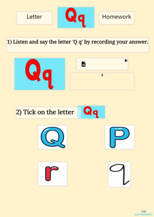 Letter Q q (HW). Interactive worksheet | TopWorksheets