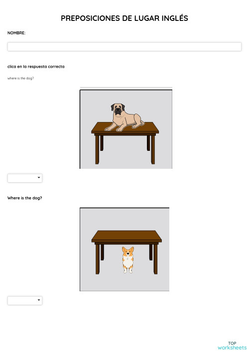 Preposiciones De Lugar Ficha Interactiva Ejercicios