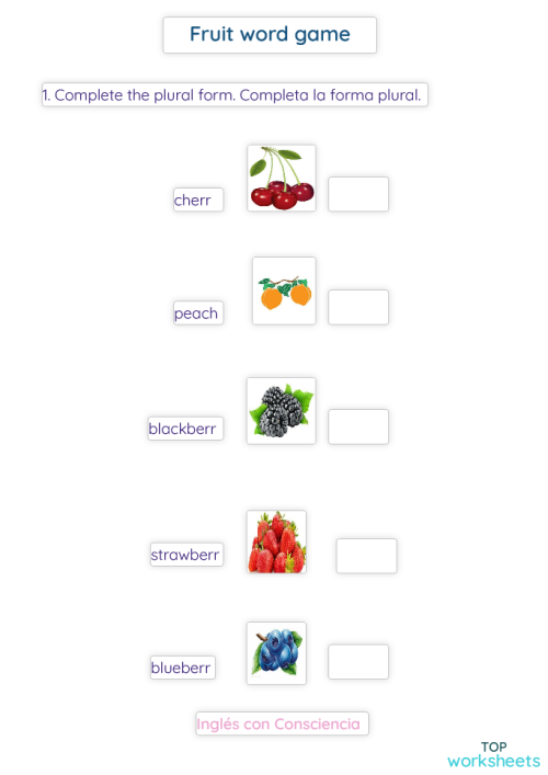 Fruit words game. Interactive worksheet | TopWorksheets