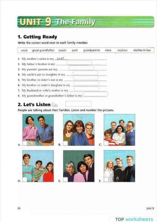 The family listening. Interactive worksheet | TopWorksheets