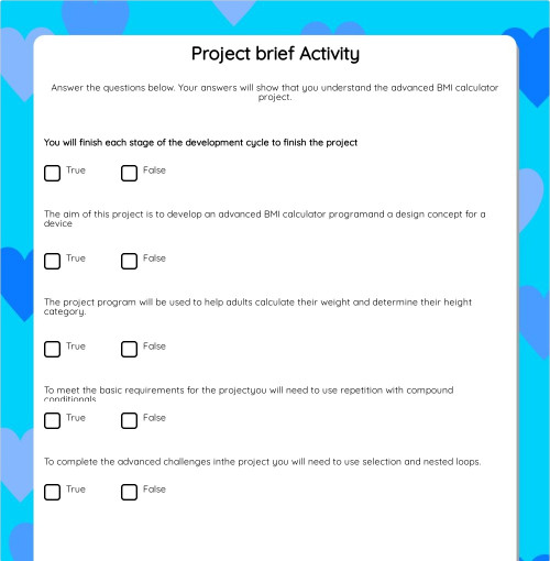 Project brief Activity. Interactive worksheet | TopWorksheets