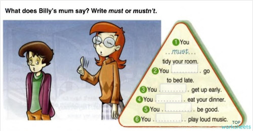 must - mustn't. Interactive worksheet | TopWorksheets