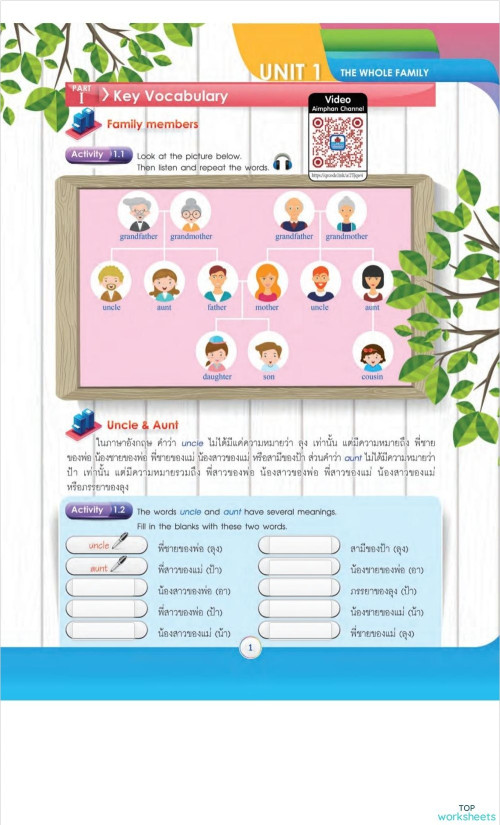 Unit 1 The whole family. Interactive worksheet | TopWorksheets