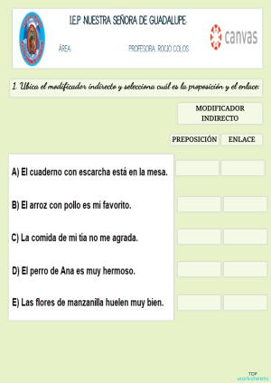 COMUNICACIÓN: MODIFICADOR INDIRECTO. Ficha interactiva | TopWorksheets