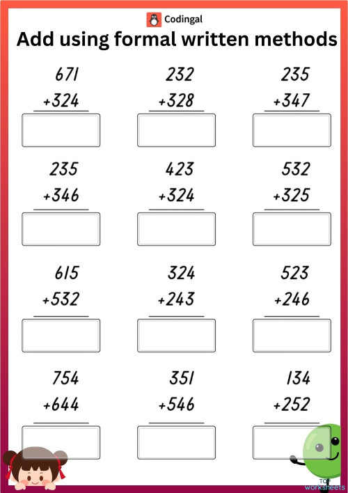 M_G03M11L23_WC01_Add_using_formal_written_methods_1. Interactive worksheet | TopWorksheets