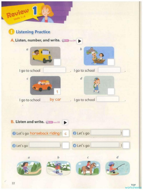 Listen Up 3_review 1: Unit 1-4. Interactive worksheet | TopWorksheets