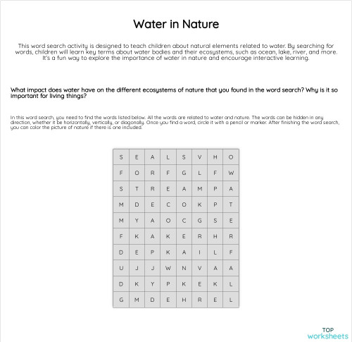 Water Cycle words. Interactive worksheet | TopWorksheets
