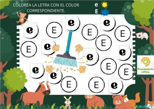 colorea la letra e. Ficha interactiva | TopWorksheets