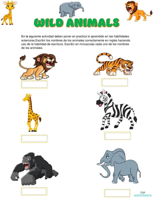 WILD ANIMALS. Ficha interactiva | TopWorksheets