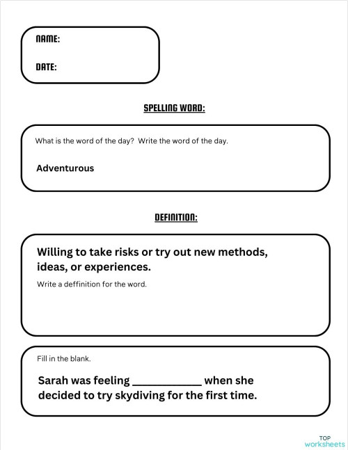 1. Spelling Definitions 11-07-24 1. Interactive worksheet | TopWorksheets