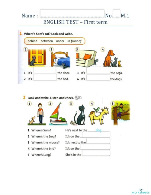 Preposition of place. Interactive worksheet | TopWorksheets