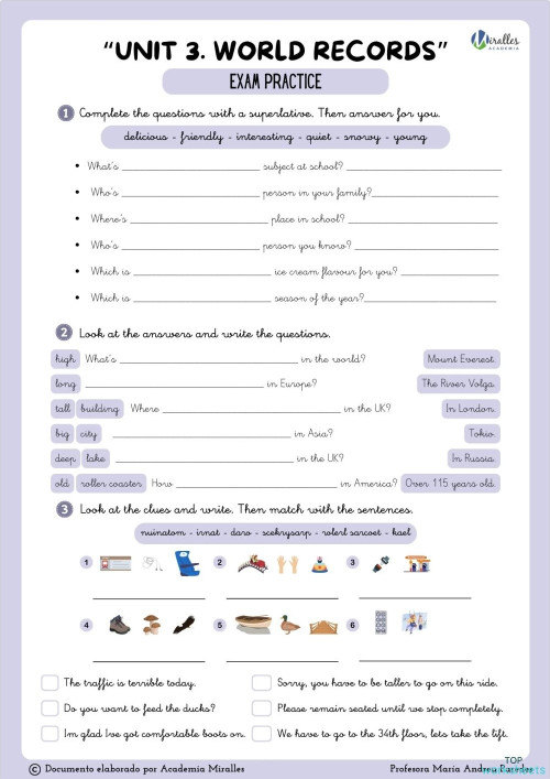 Unit 3. World records. Interactive worksheet | TopWorksheets