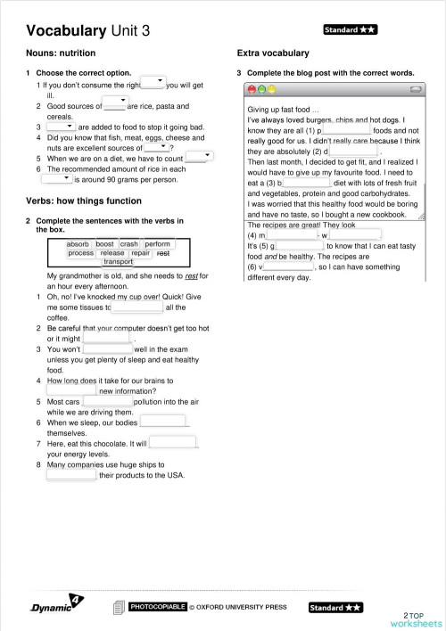 4t ESO-Unit 3 Vocab Review. Ficha interactiva | TopWorksheets