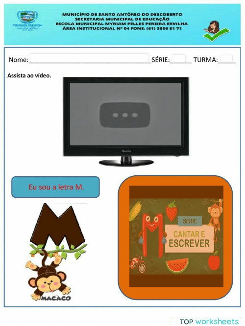 Letra M for Leitura e escrita. Ficha interativa | TopWorksheets