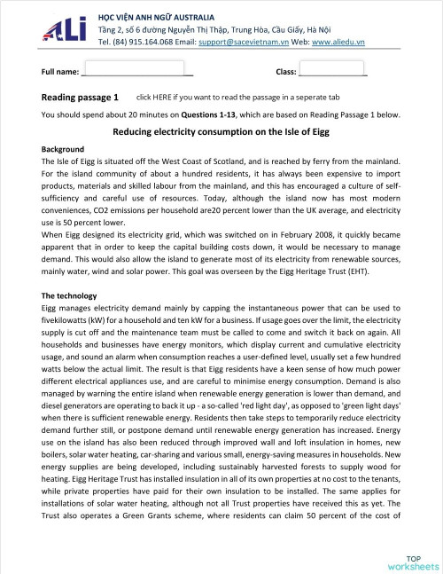 IELTS Practice_Reading Test 7. Interactive worksheet | TopWorksheets